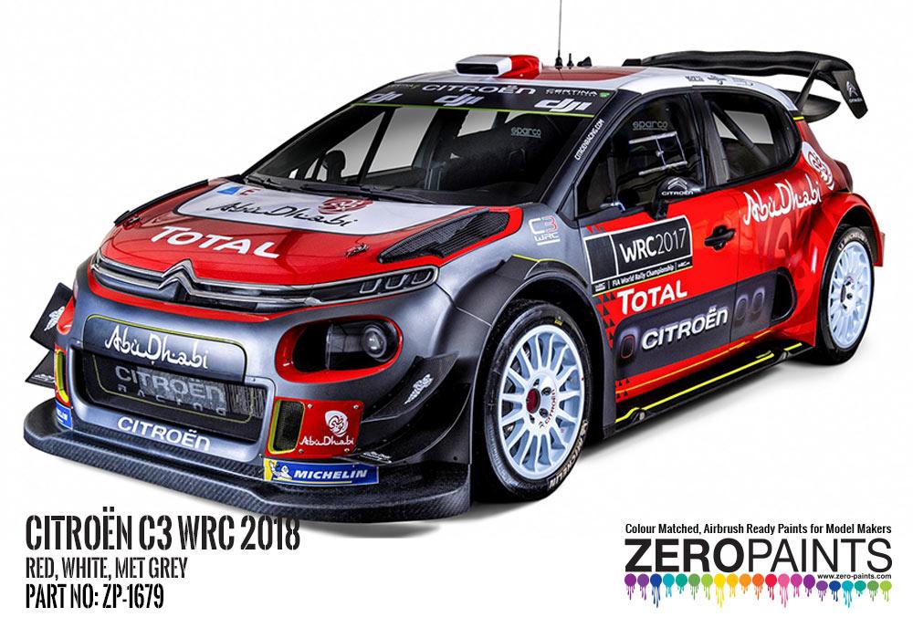 Citroën C3 WRC 2018 Red - White - Metallic Grey Paint Set 3x30ml | ZP ...