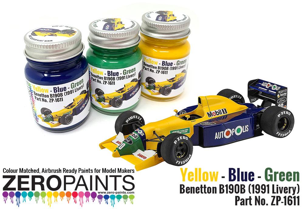 Benetton B190B (1991 Livery) Yellow - Blue - Green Paint Set 3x30ml ...