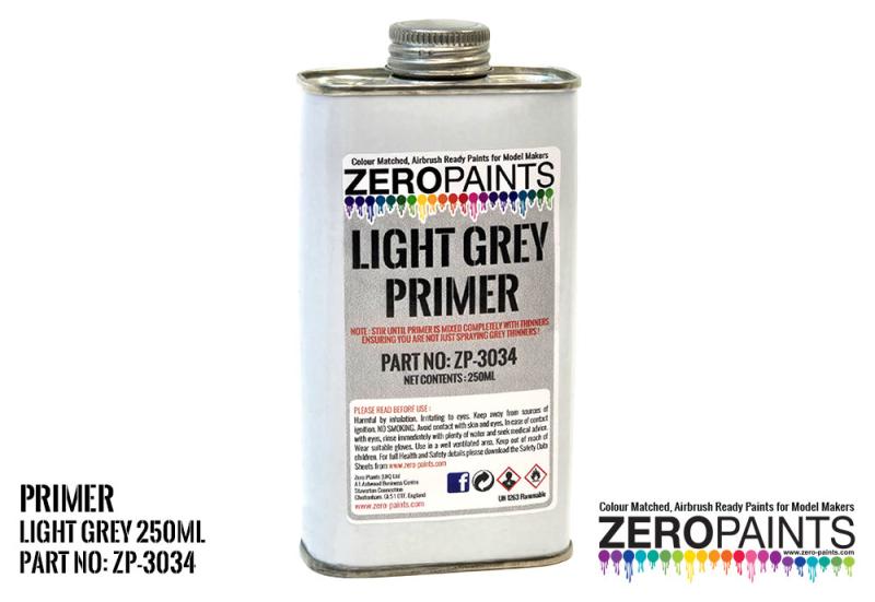 Light Grey Primer 250ml Airbrush Ready | ZP-3034 | Zero Paints