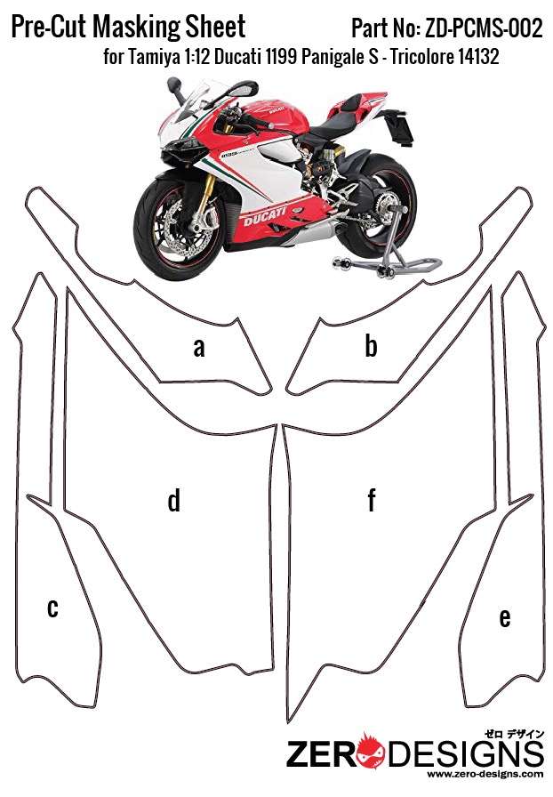 Pre-Cut Masking Sheet Tamiya 1:12 Ducati 1199 Panigale S - Tricolore ...